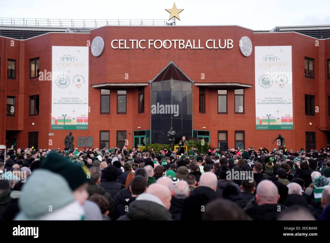 Fan protest outside the stadium before the William Hill Premiership ...