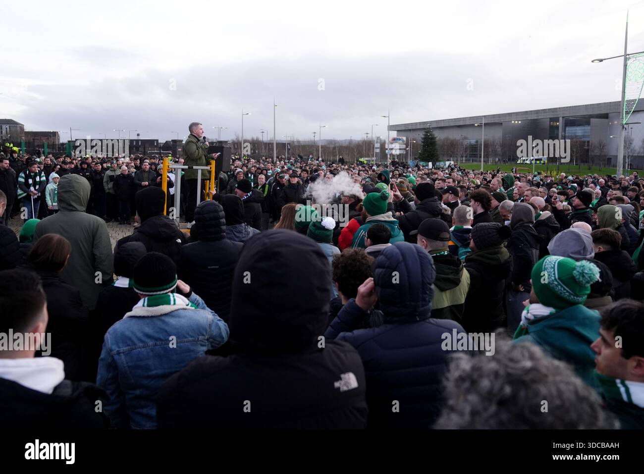 Fan protest outside the stadium before the William Hill Premiership ...