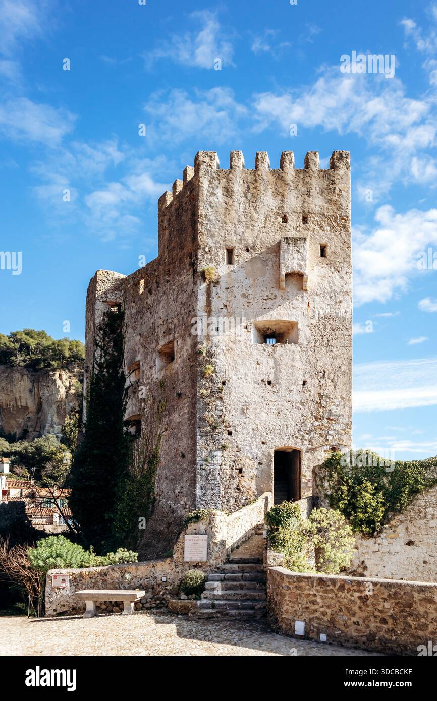 Roquebrune Cap Martin, France - February 9, 2025: Grimaldi Castle stone ...