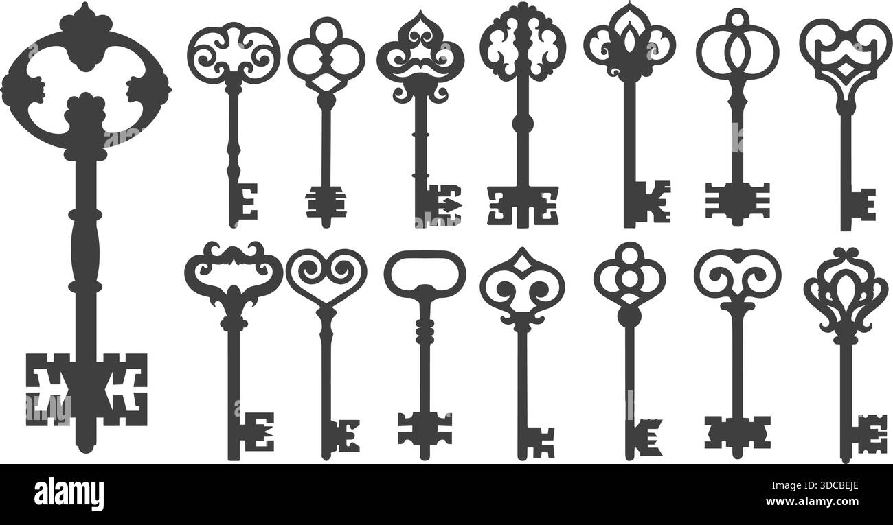 Medieval keys silhouettes Stock Vector Image & Art - Alamy