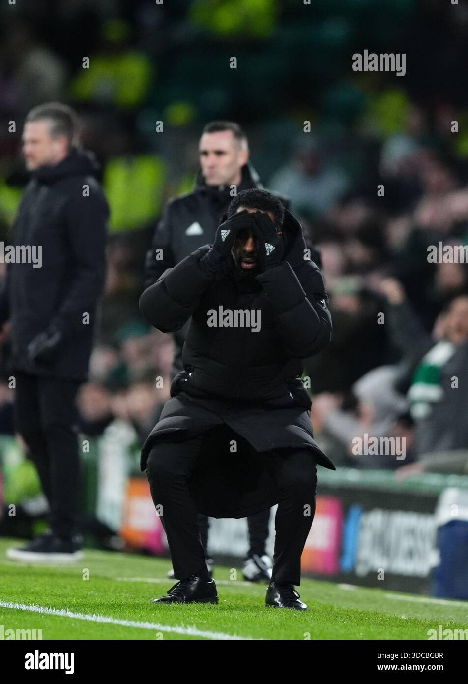 Celtic manager Wilfred Nancy reacts during the William Hill Premiership ...