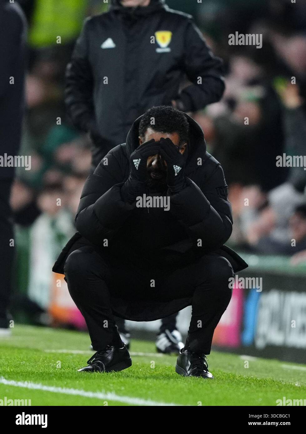 Celtic manager Wilfred Nancy reacts during the William Hill Premiership ...