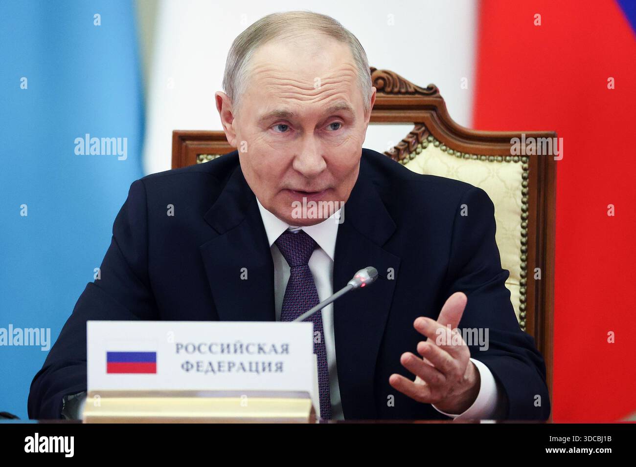 Russian President Vladimir Putin gestures while speaking at the Supreme ...