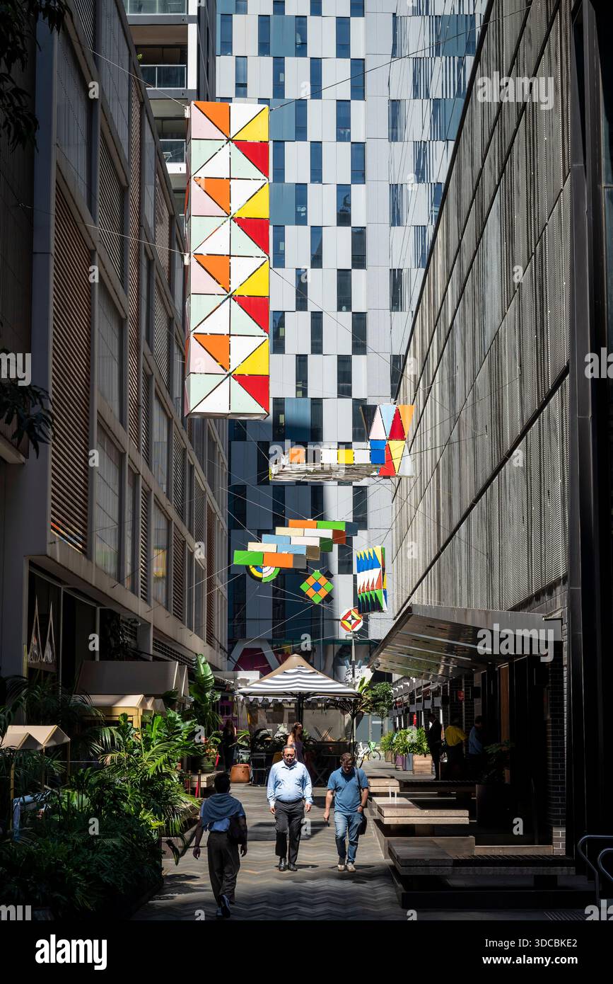 Pedestrian alley surrounded with new, modern buildings, Haymarket ...