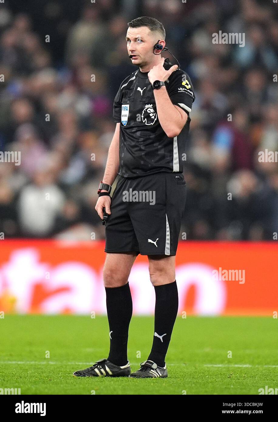 Referee Michael Oliver during the Premier League match at Villa Park ...