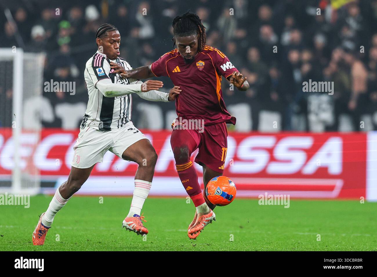 (L-R) Jonathan David of Juventus FC and Vasilije Adzic of Juventus FC ...