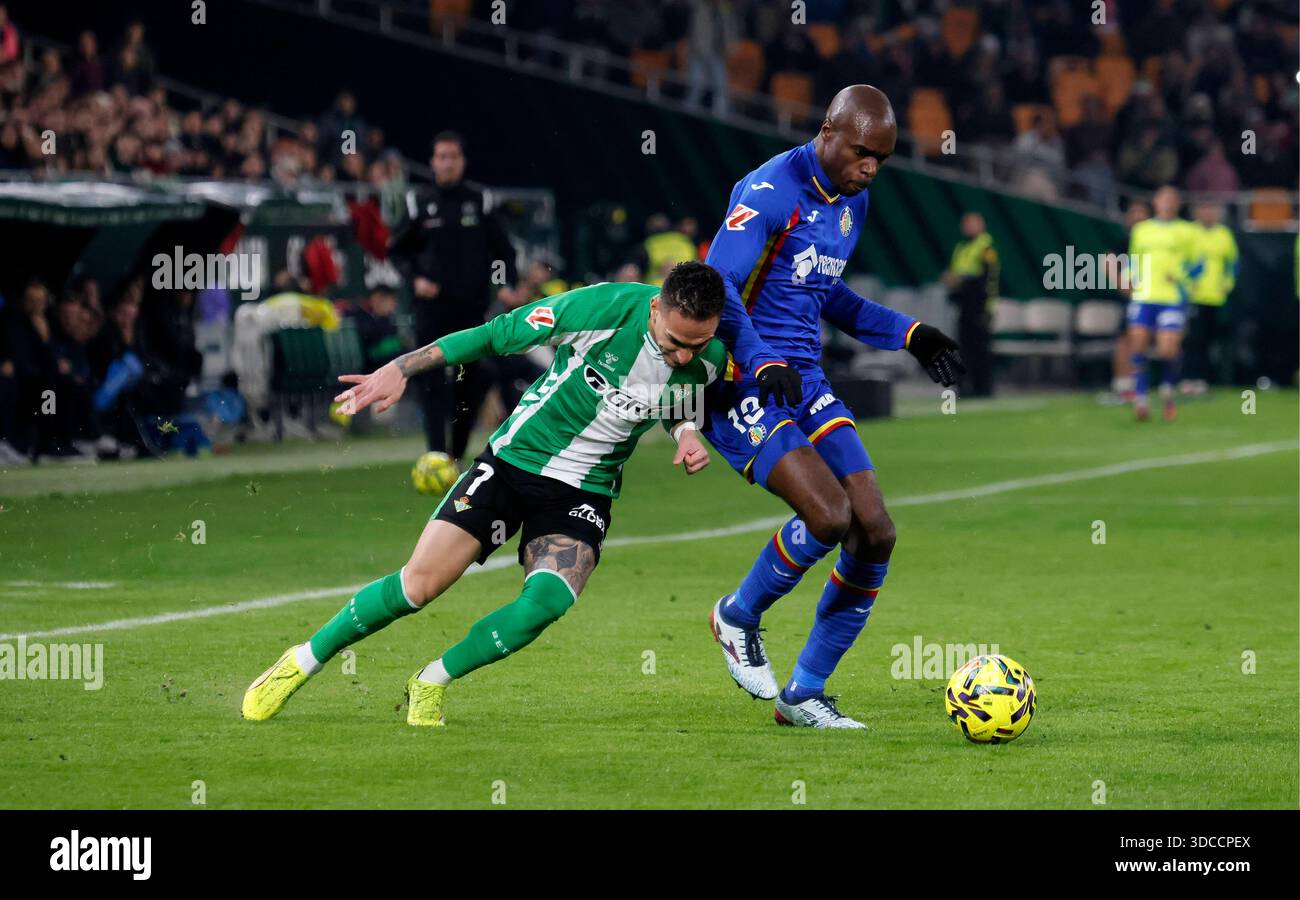 Spanish La Liga EA Sports soccer match Betis vs Getafe at La Cartuja ...