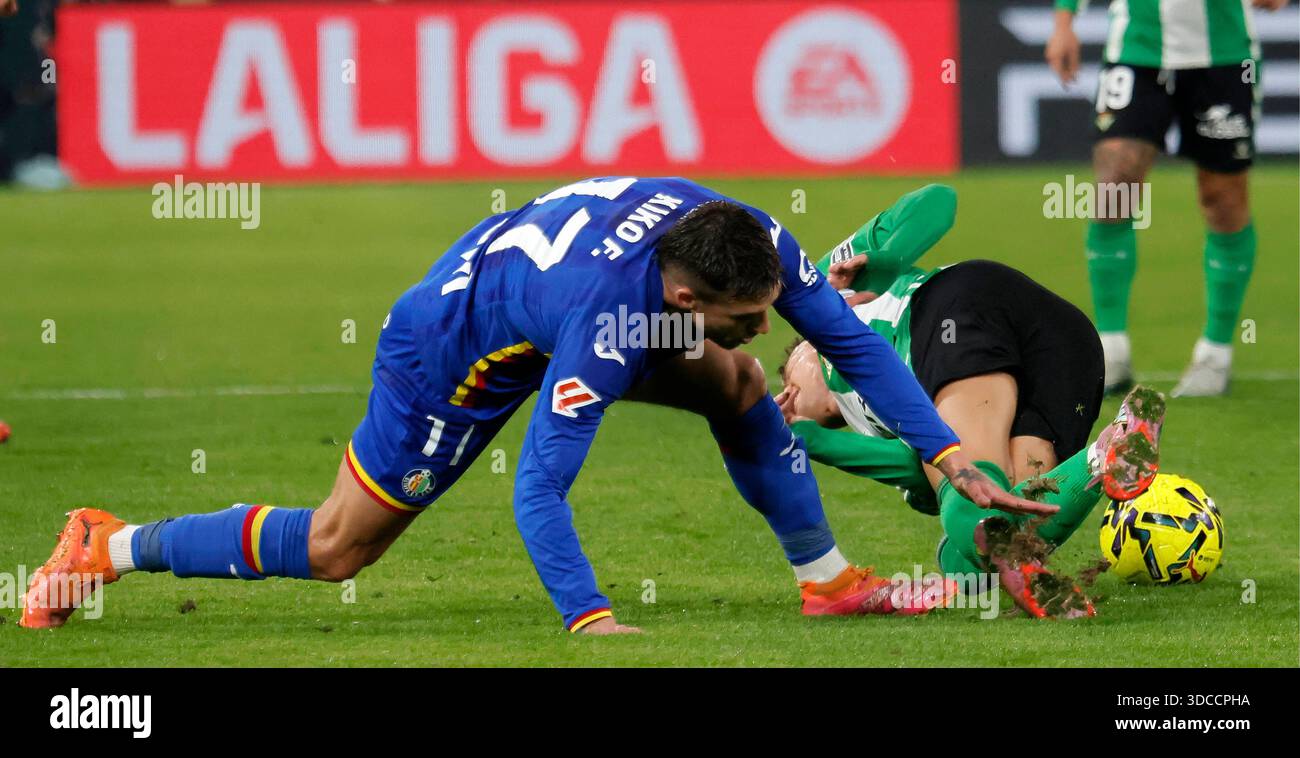 Spanish La Liga EA Sports soccer match Betis vs Getafe at La Cartuja ...