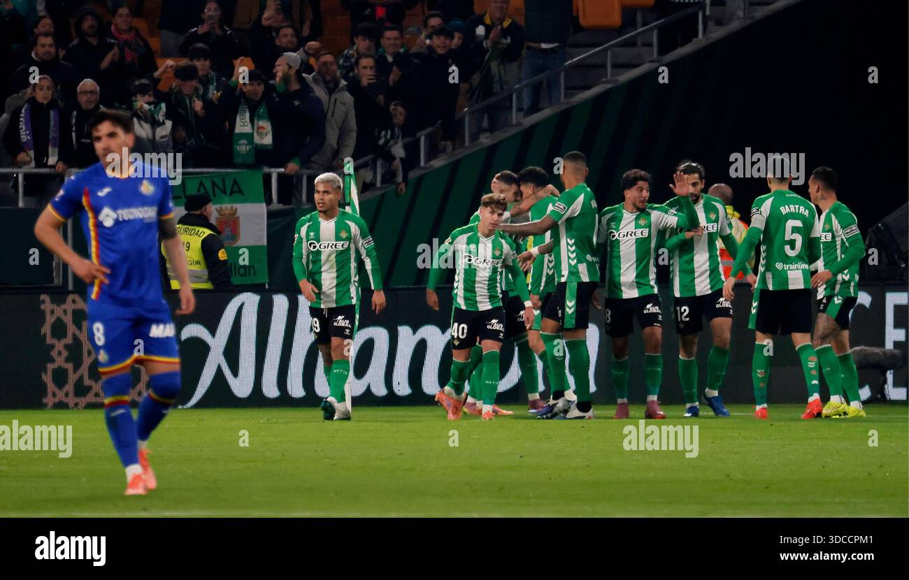 Spanish La Liga EA Sports soccer match Betis vs Getafe at La Cartuja ...