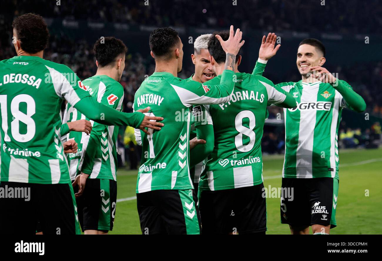 Spanish La Liga EA Sports soccer match Betis vs Getafe at La Cartuja ...