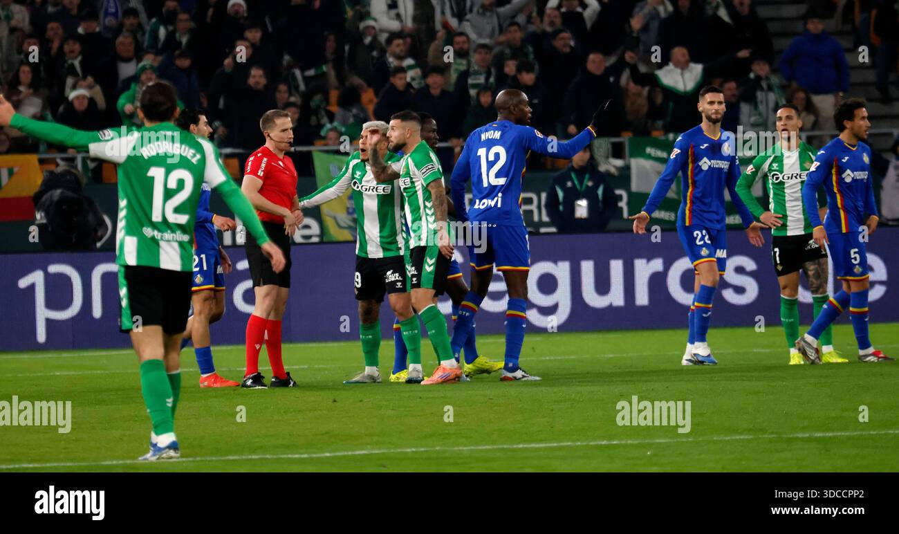 Spanish La Liga EA Sports soccer match Betis vs Getafe at La Cartuja ...
