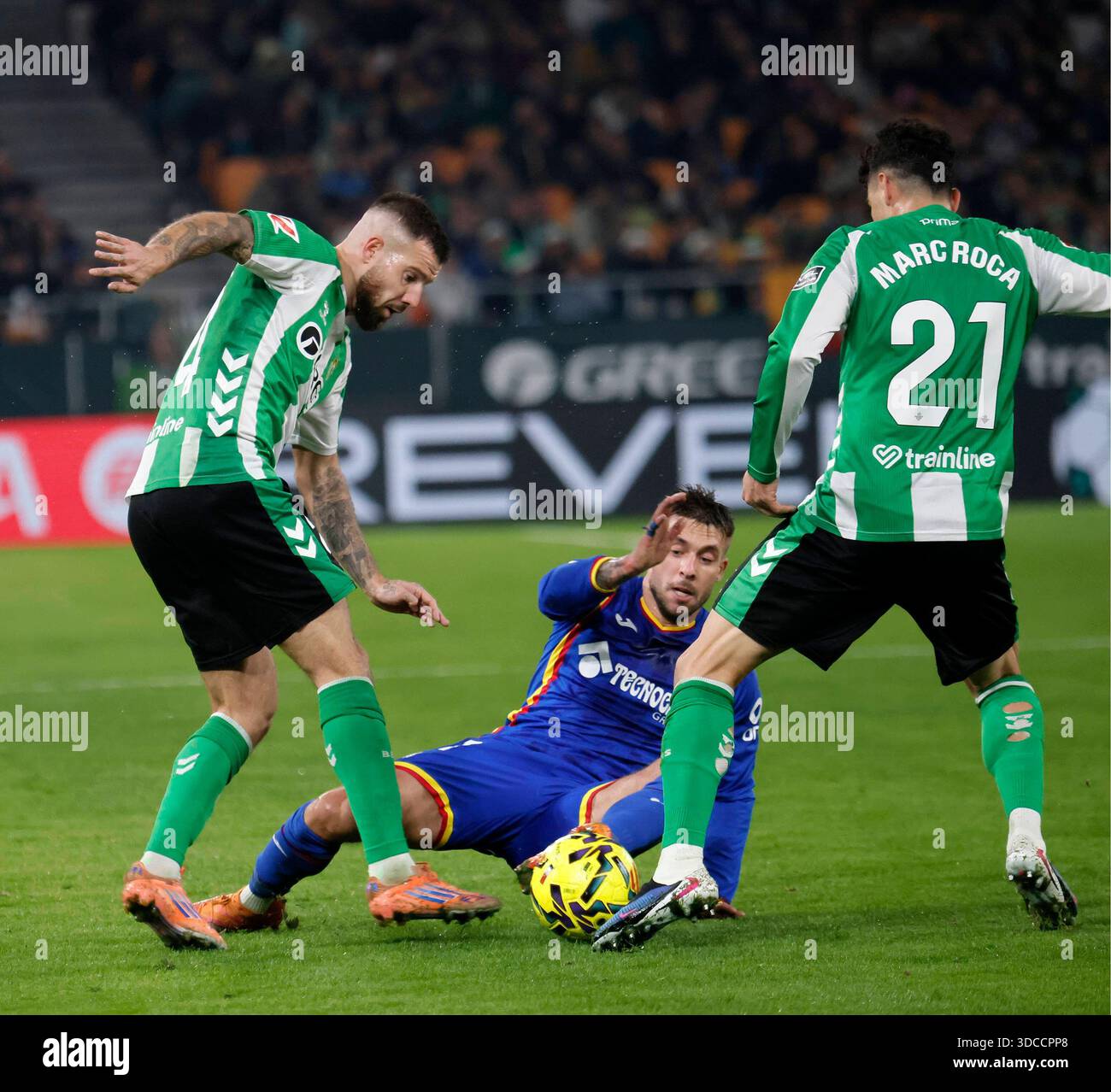 Spanish La Liga EA Sports soccer match Betis vs Getafe at La Cartuja ...