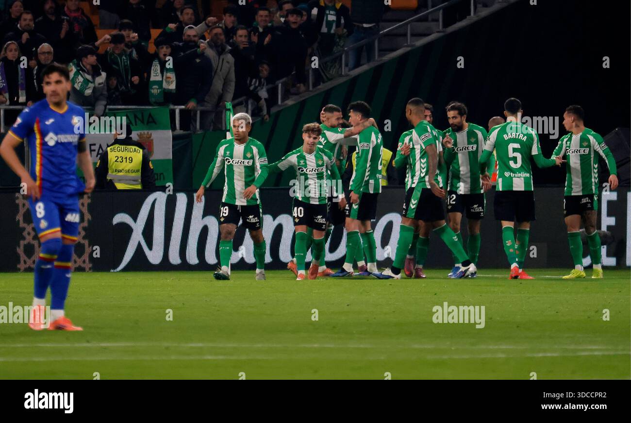 Spanish La Liga EA Sports soccer match Betis vs Getafe at La Cartuja ...