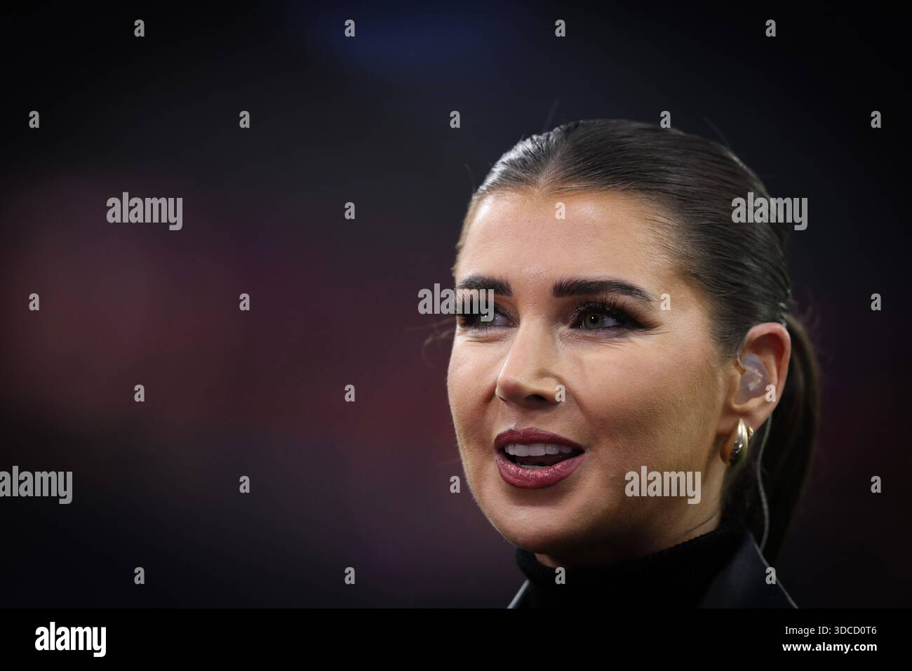 Birmingham, England, 21st December 2025. Aston Villa TV presenter Kate ...