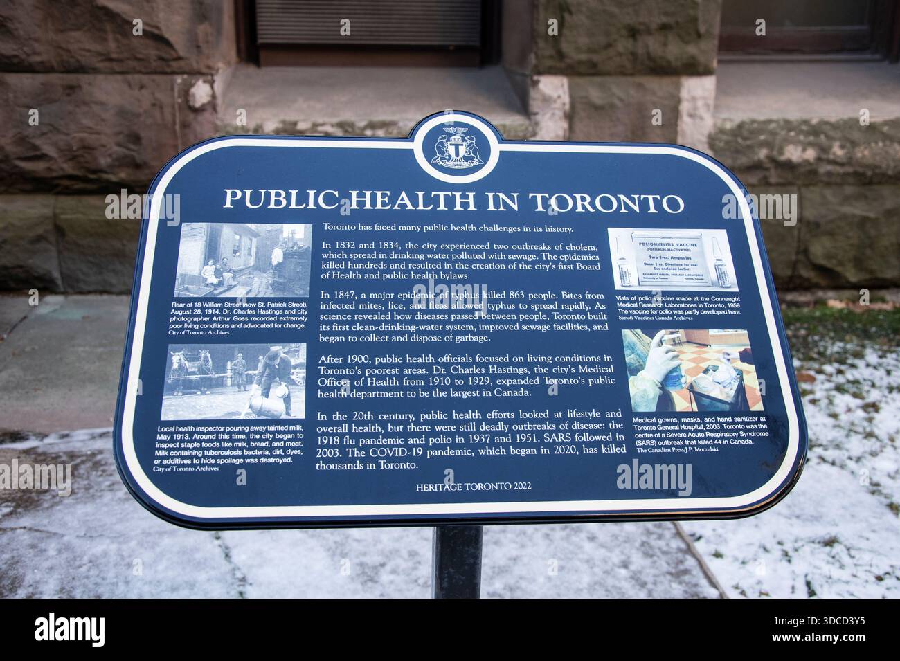 Public health information sign at Nathan Phillips Square on Queens ...
