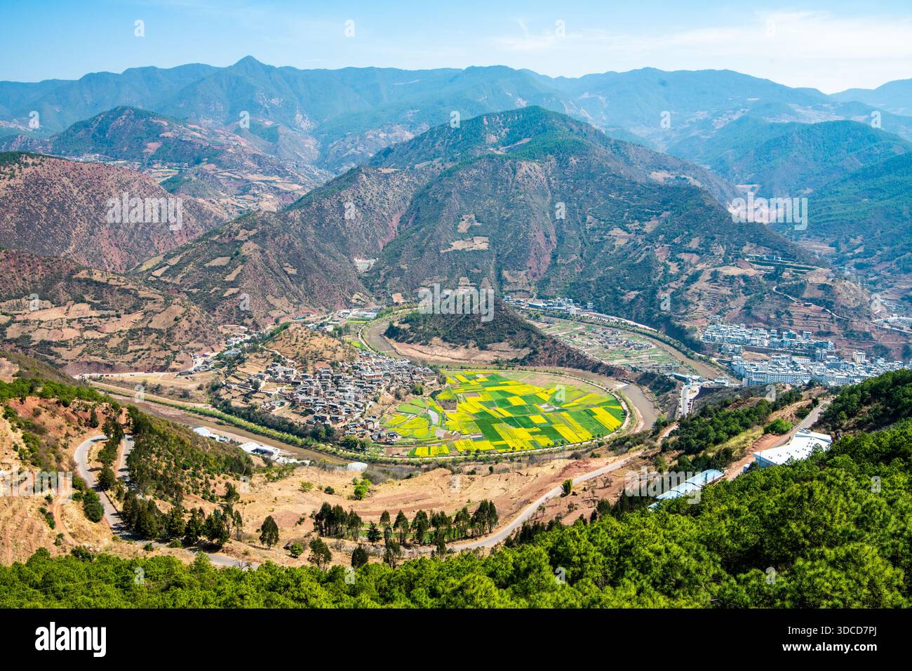 Aerial view of the Bagua Fields (Eight Trigrams farmland), showing ...