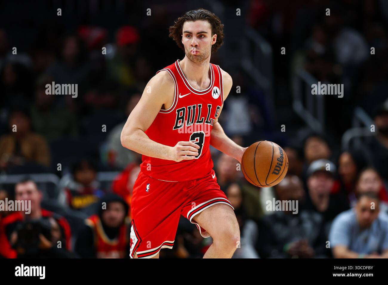 Chicago Bulls guard Josh Giddey dribbles during the first half of an ...