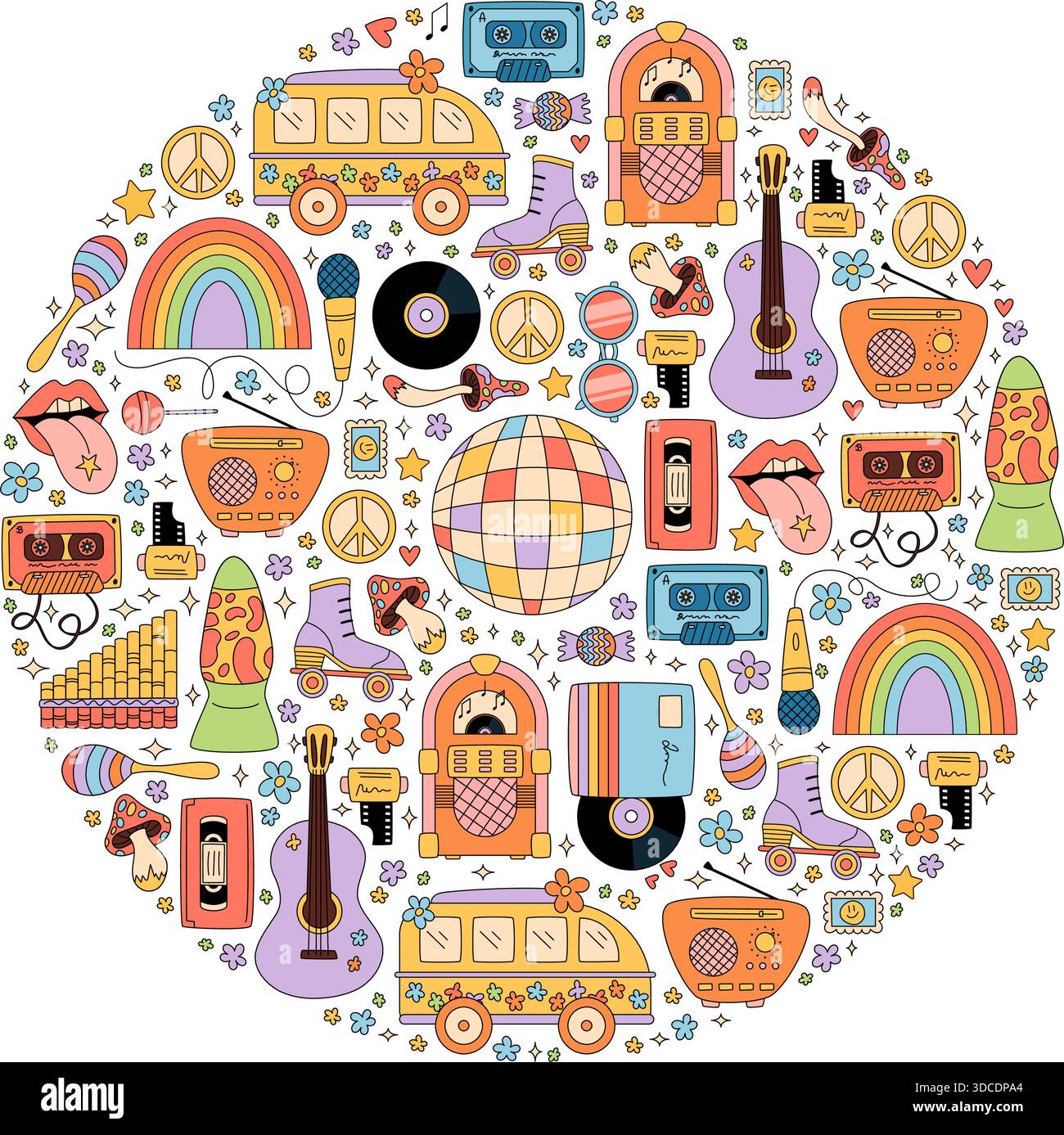 Groovy music retro guitar Cut Out Stock Images & Pictures - Alamy