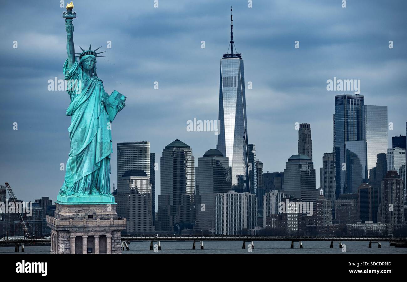 Symbol of Freedom in USA. USA voting concept. New York City panorama ...
