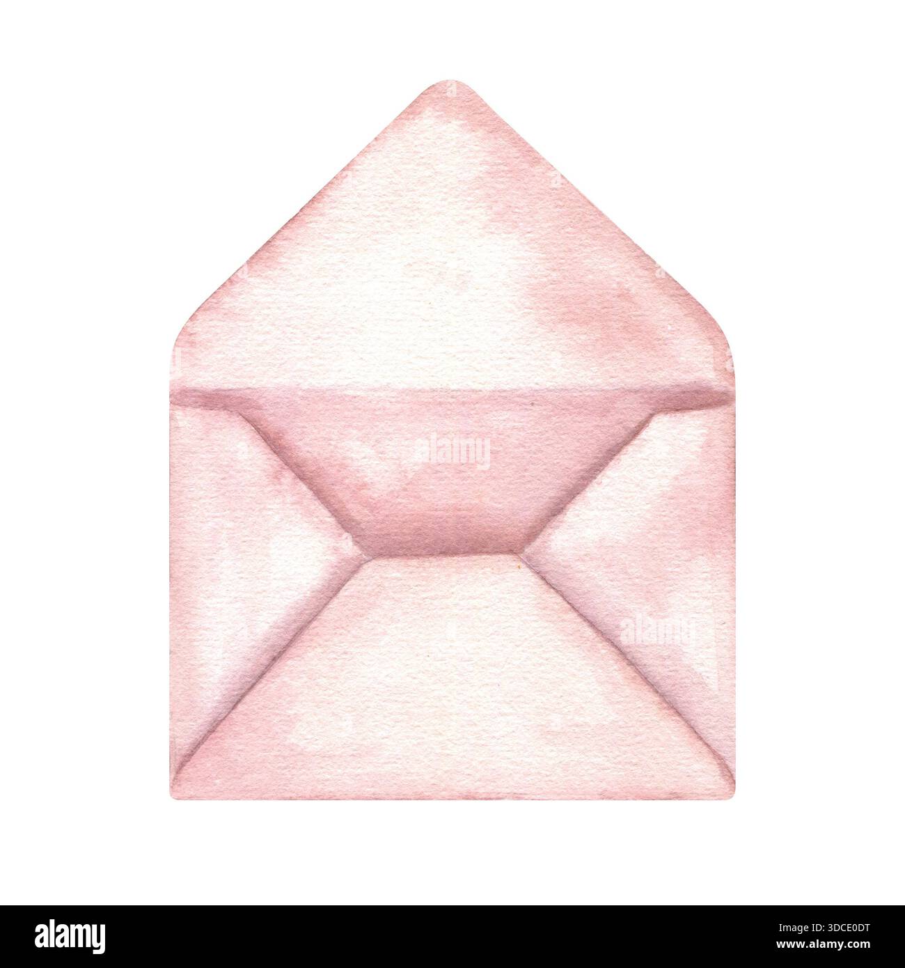 Pastel pink watercolor open empty envelope for letter illustration on ...