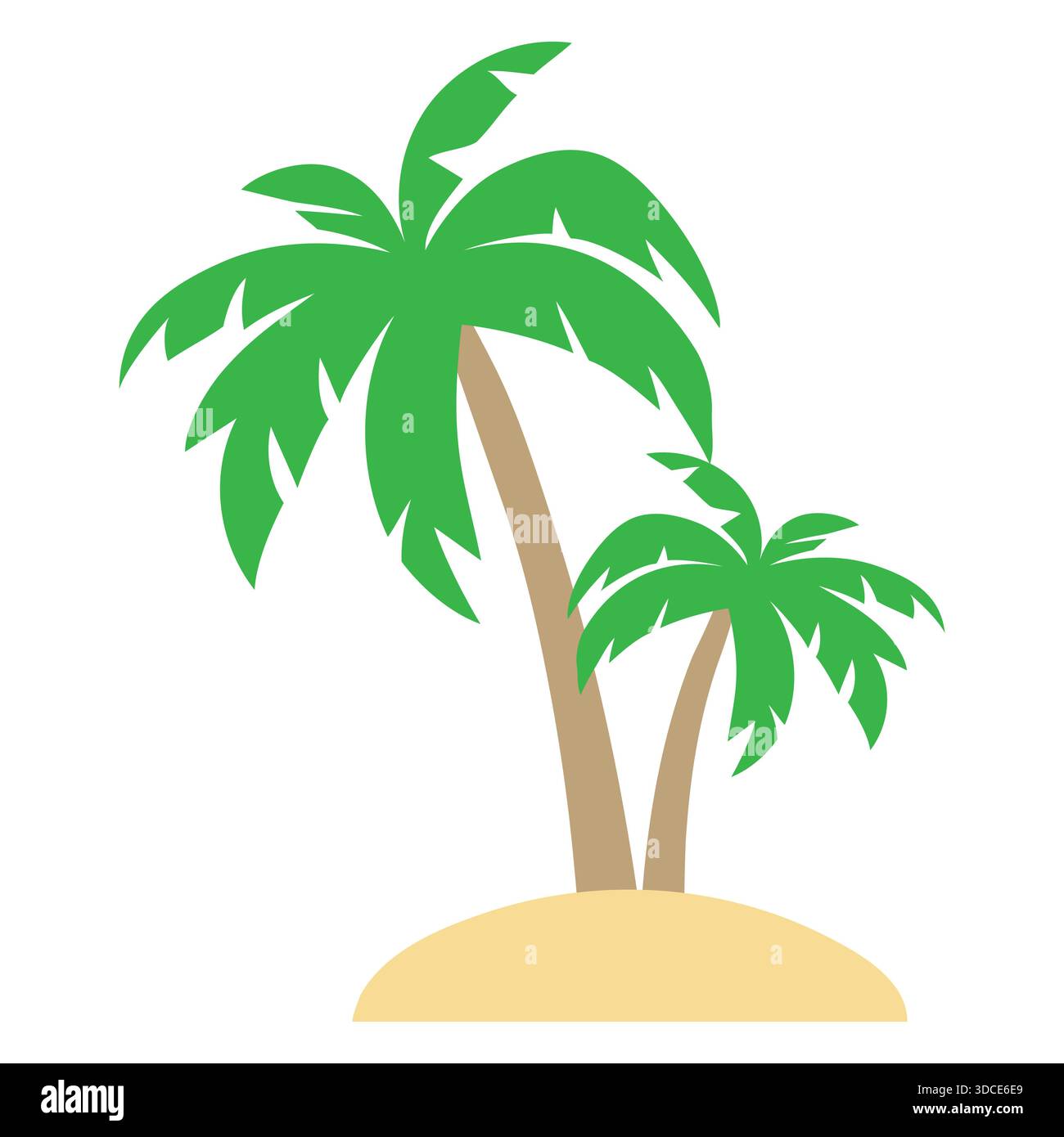 Green palm trees on a small island. Flat vector illustration Stock ...