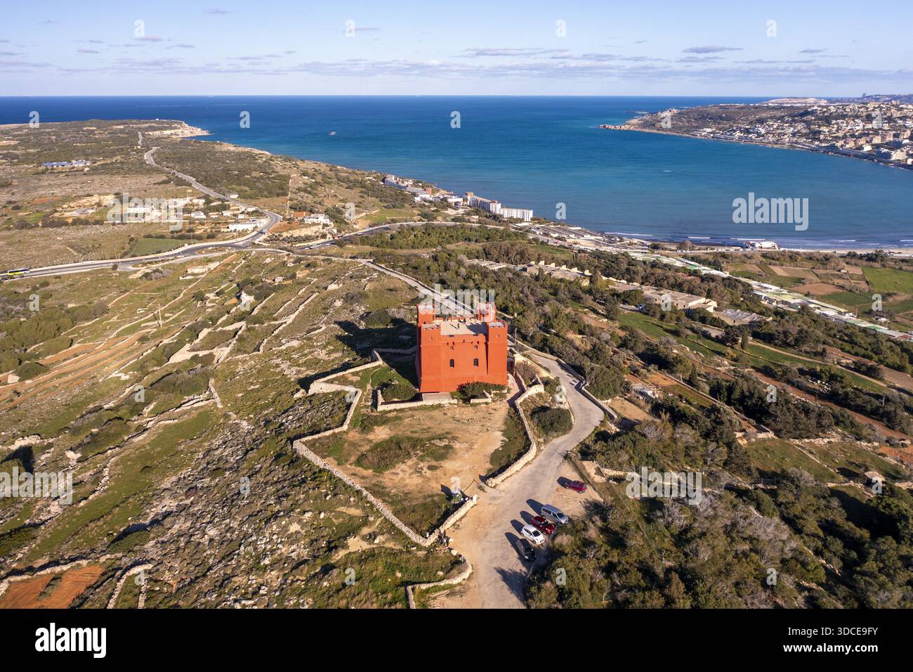 Red tower in malta drone hi-res stock photography and images - Alamy