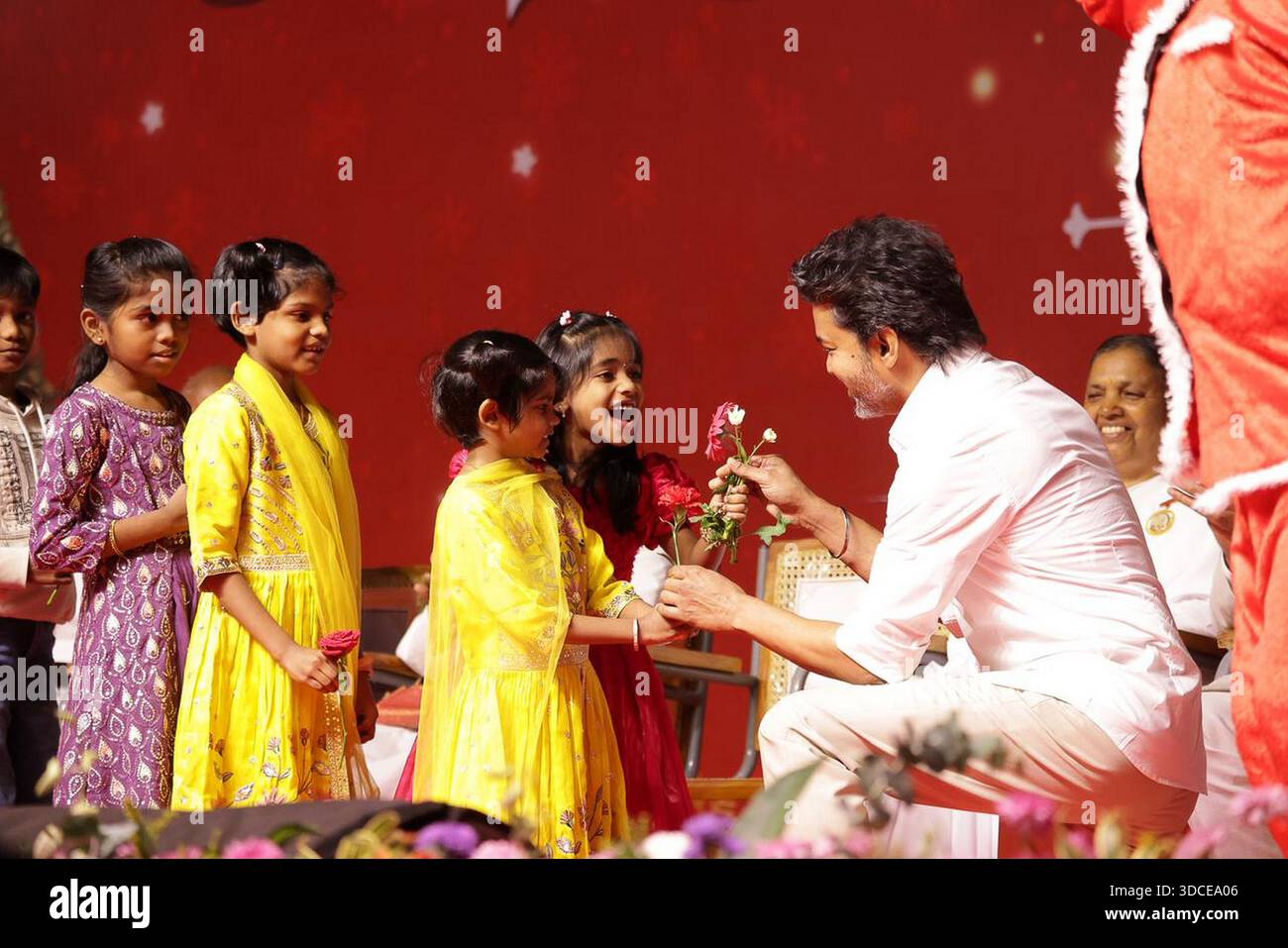 TVK Party Founder and renowned actor Vijay poses with children and ...