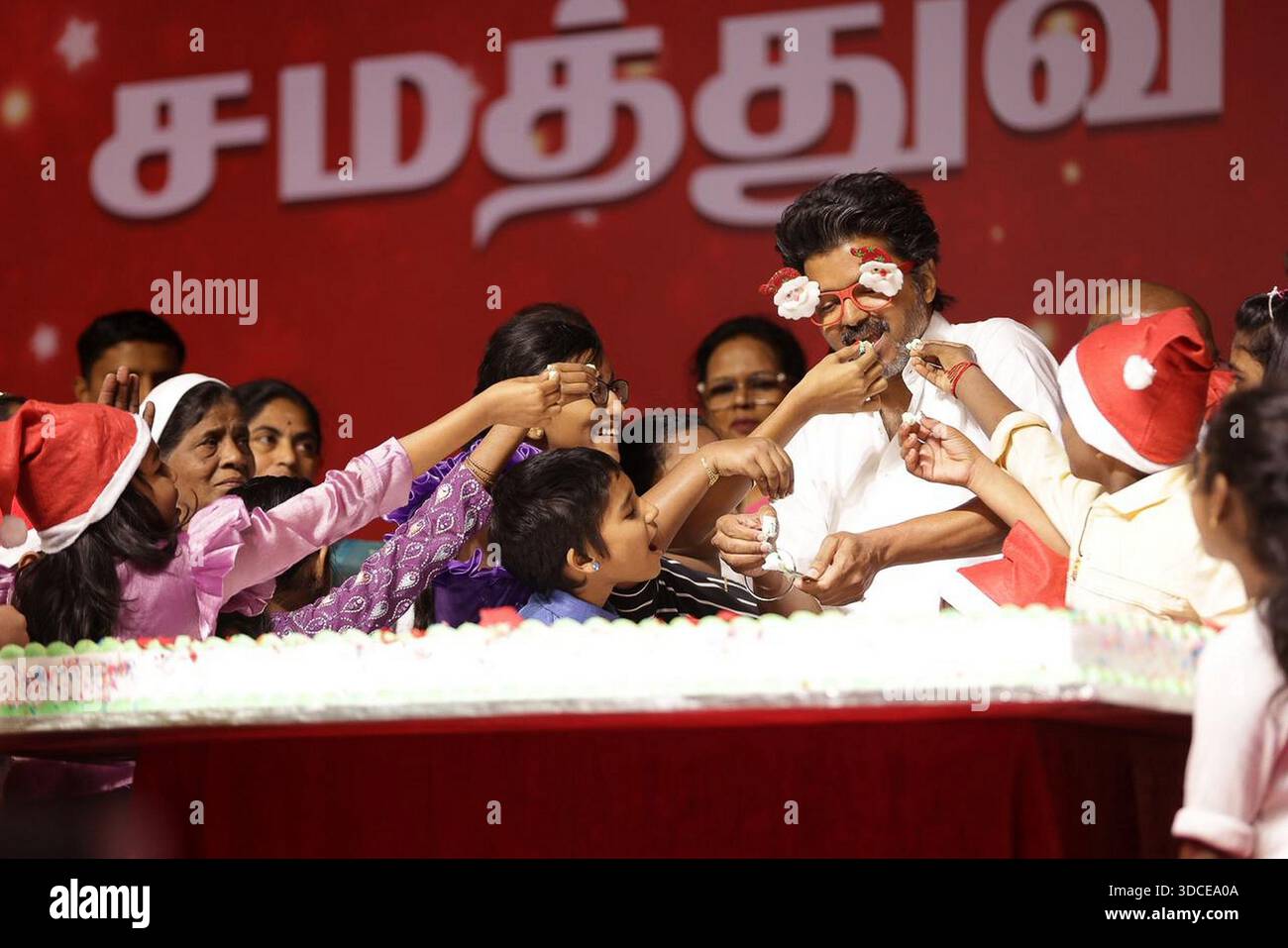 TVK Party Founder and renowned actor Vijay poses with children and ...