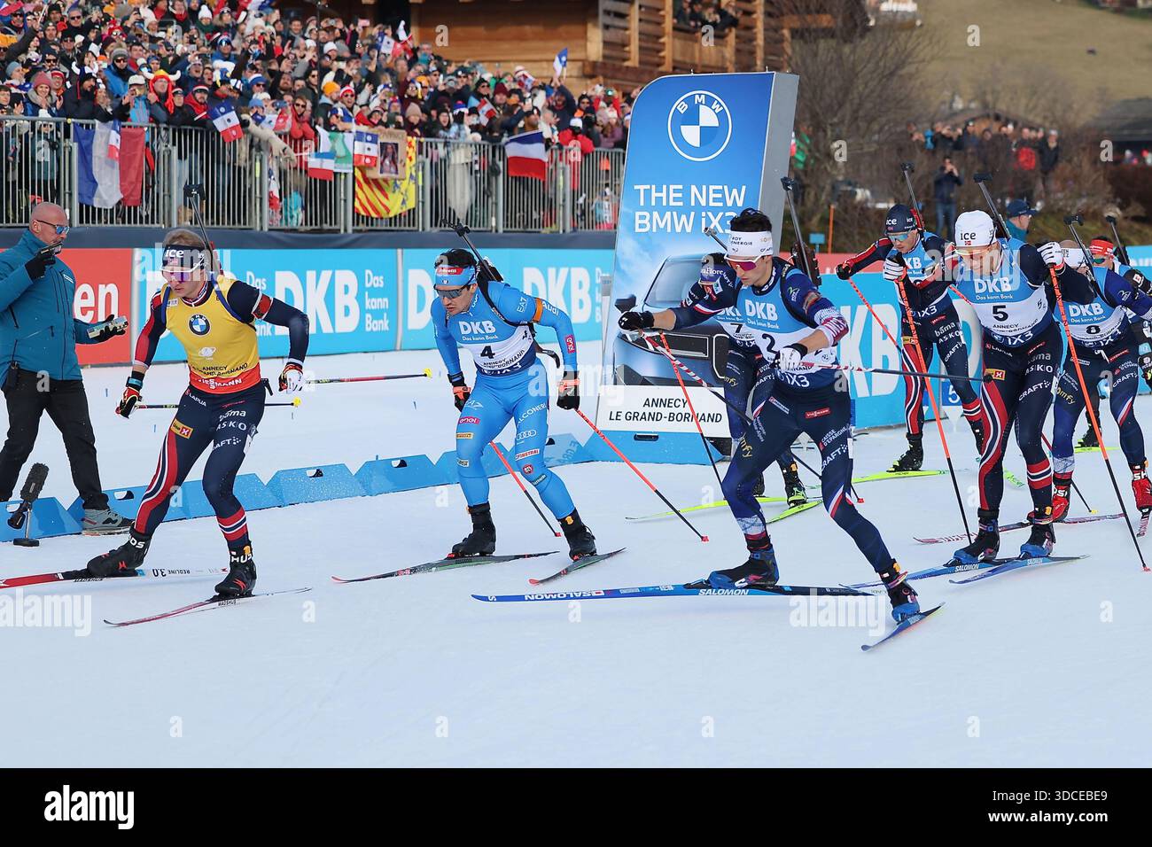 Start, Johan-Olav Botn (Norway), Tomasso Giacomel (Italy), Eric Perrot (France), Men 15 Km Mass ...