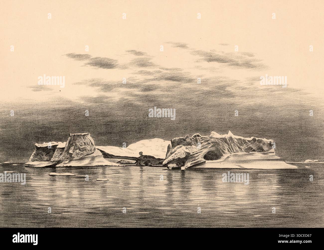 Iceberg off the west coast of Greenland, authentic reproduction of a ...