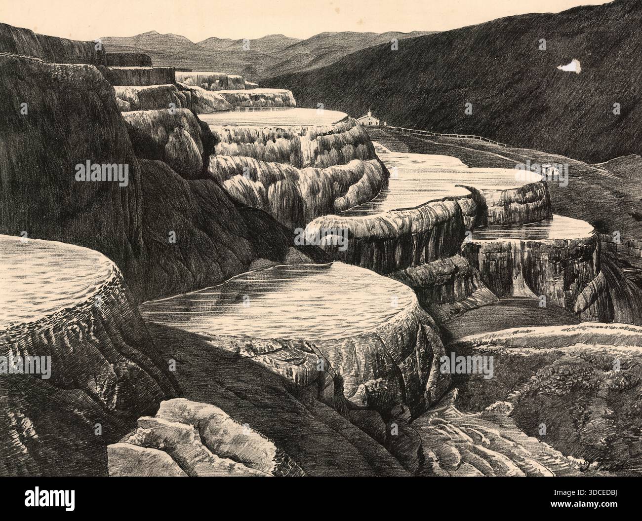 Limestone sinter deposits in the Marble Basins in Yellowstone National ...