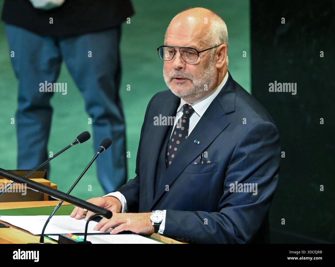 President Alar Karis of Estonia addresses the United Nations General ...