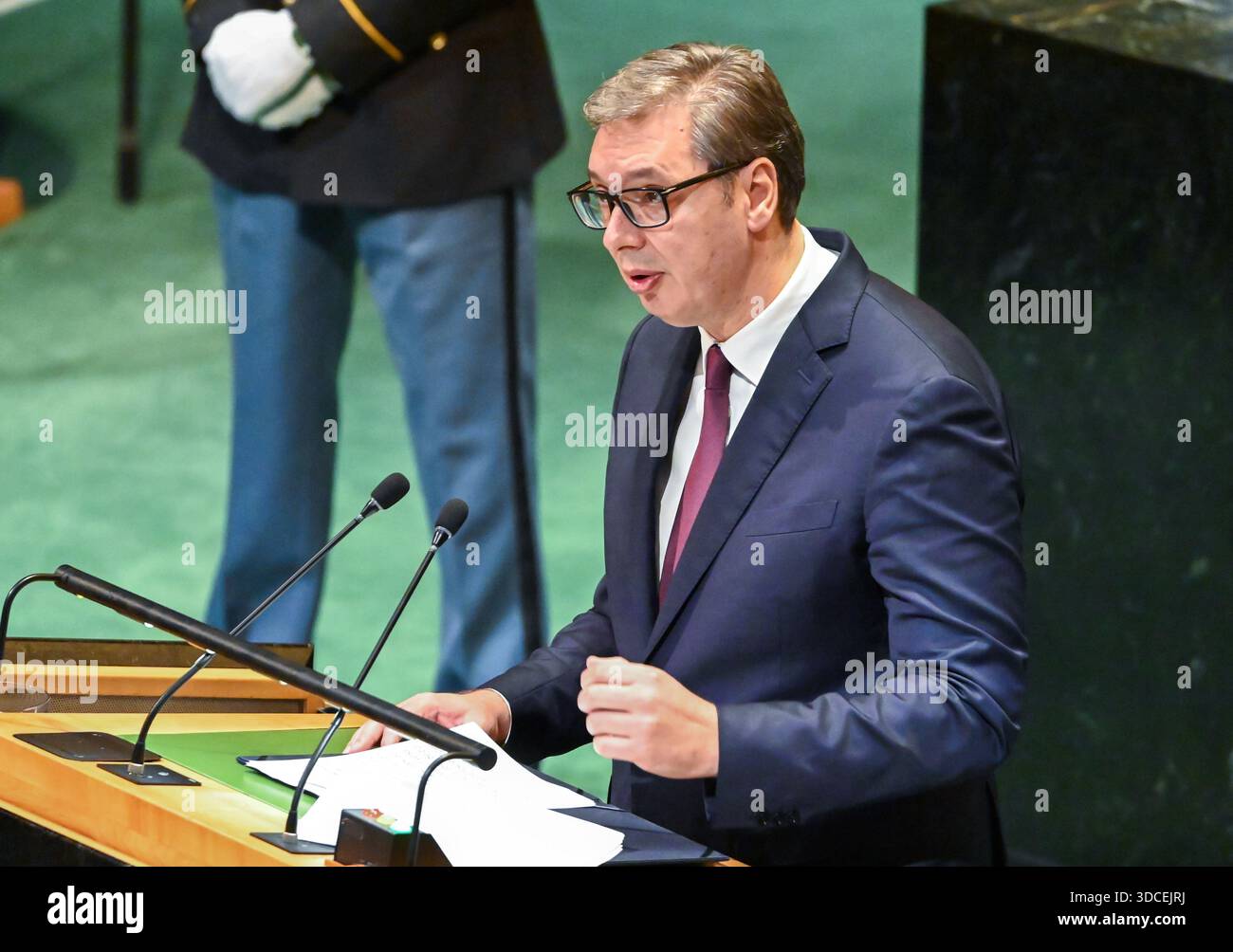 President Aleksandar VuÄ iÄ of Serbia addresses the United Nations ...