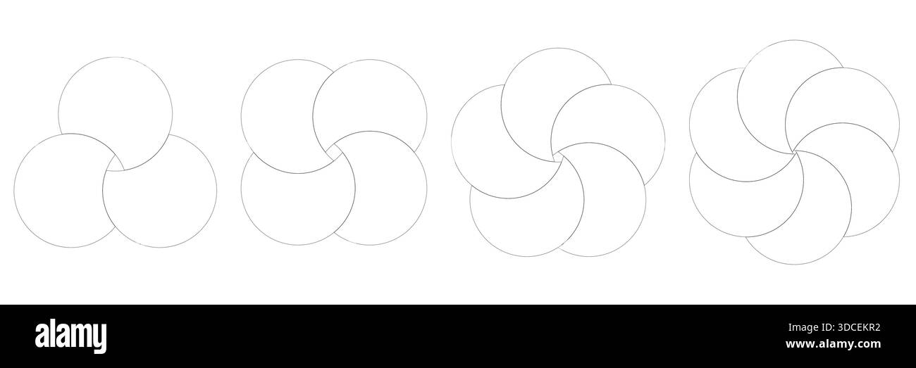 Geometric venn circle framework with three four five and six ...