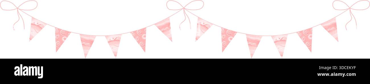 Pink triangular flag garland with soft texture and pastel color hanging ...