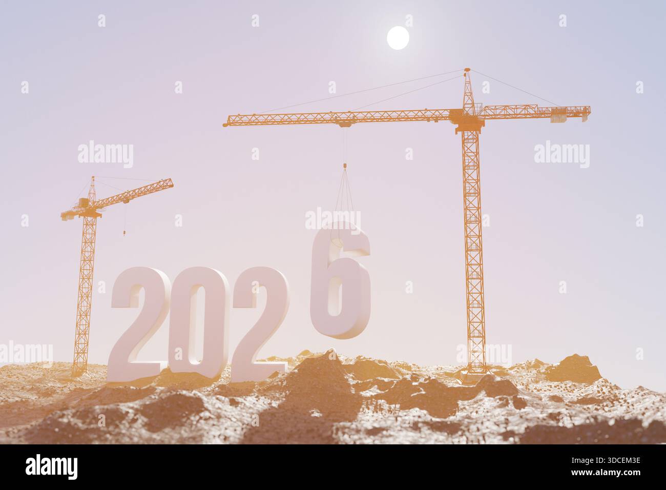Prepare to welcome the new year 2026. Large construction site ...