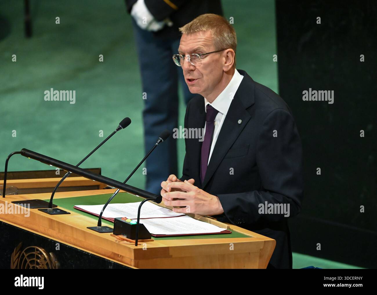 President Edgars RinkÄ viÄ s of Latvia addresses the United Nations ...
