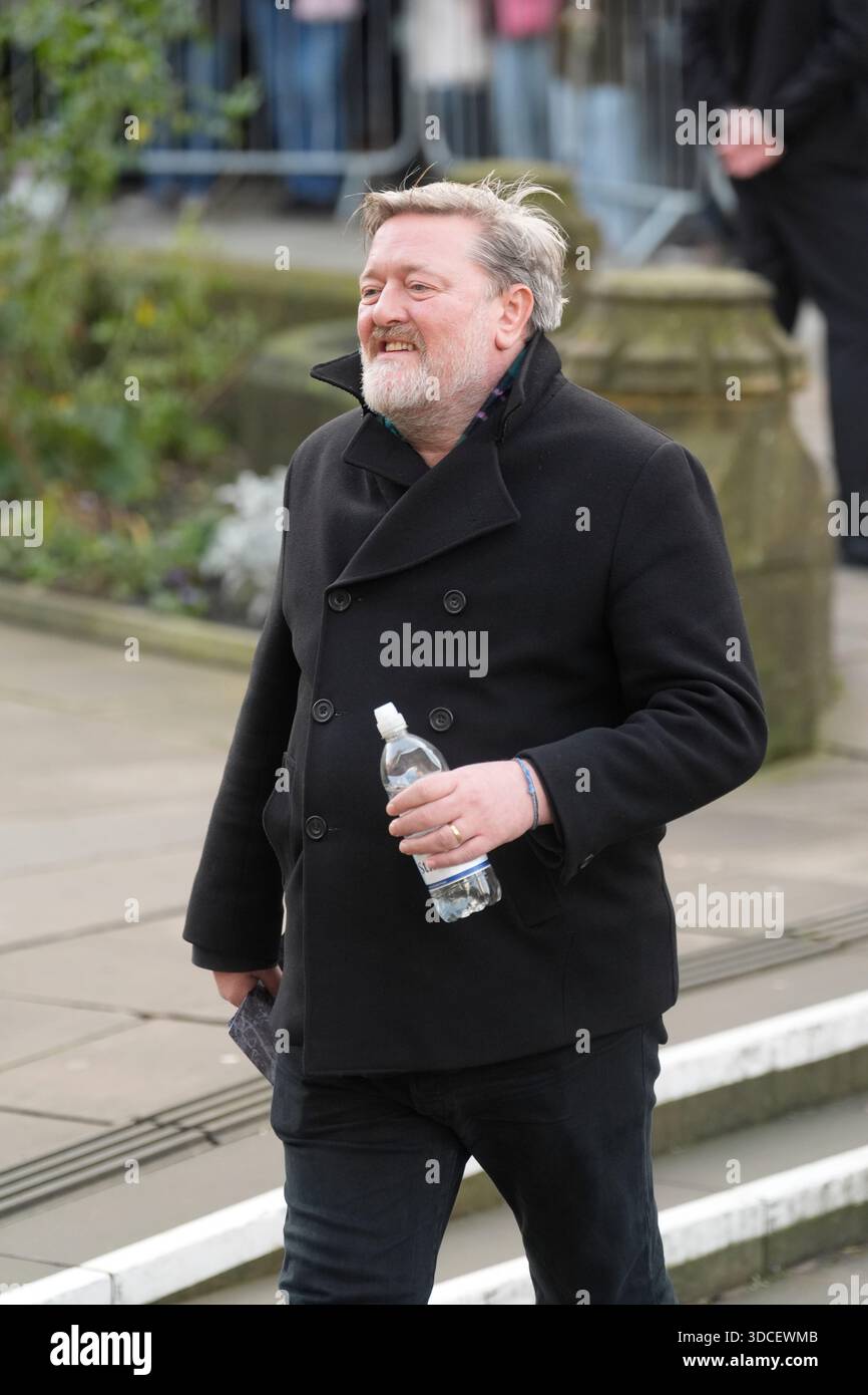 Guy Garvey from Elbow arriving for the funeral service of former Stone ...