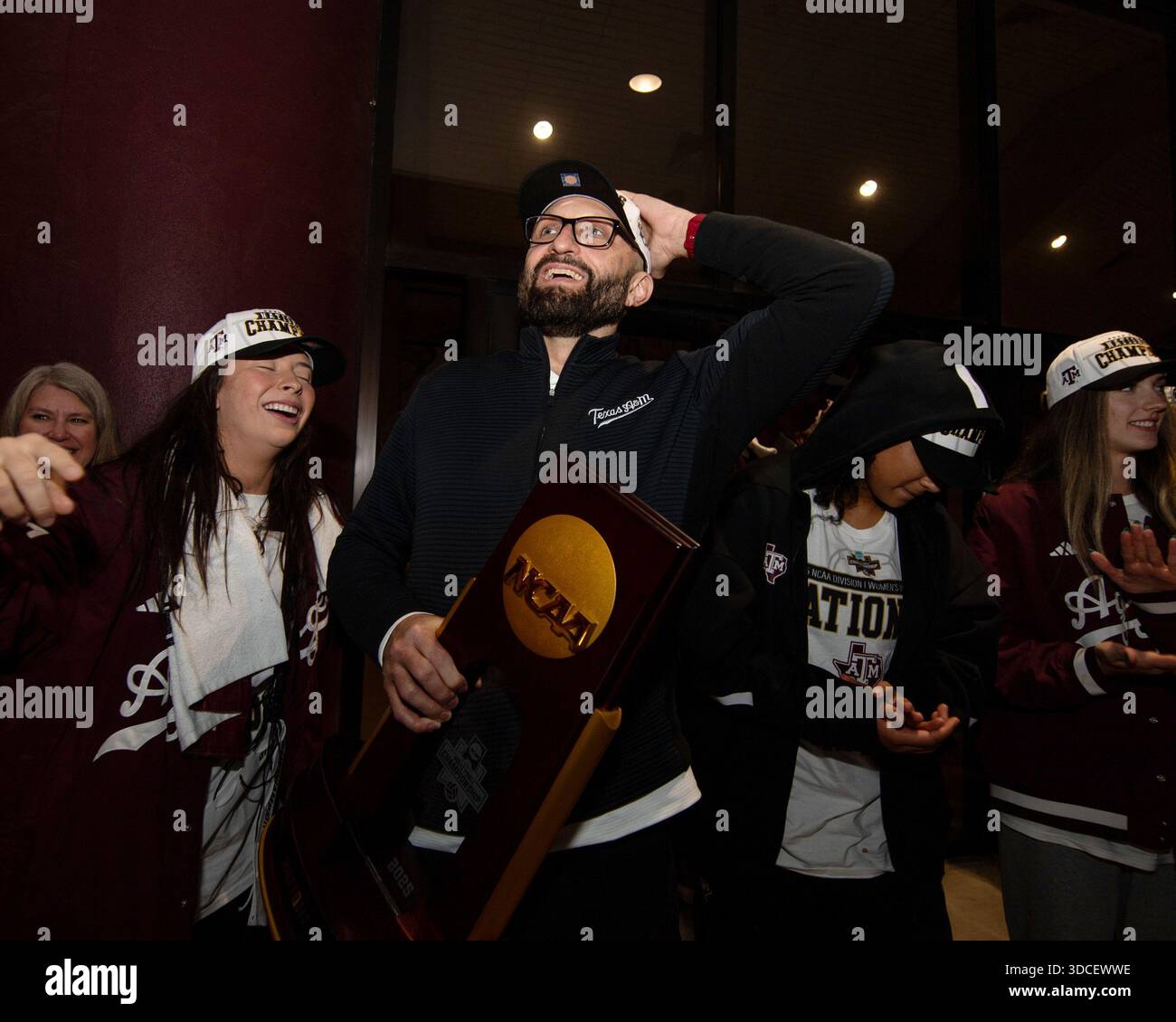 Texas A&M head coach Jamie Morrison speaks at the welcome home ...