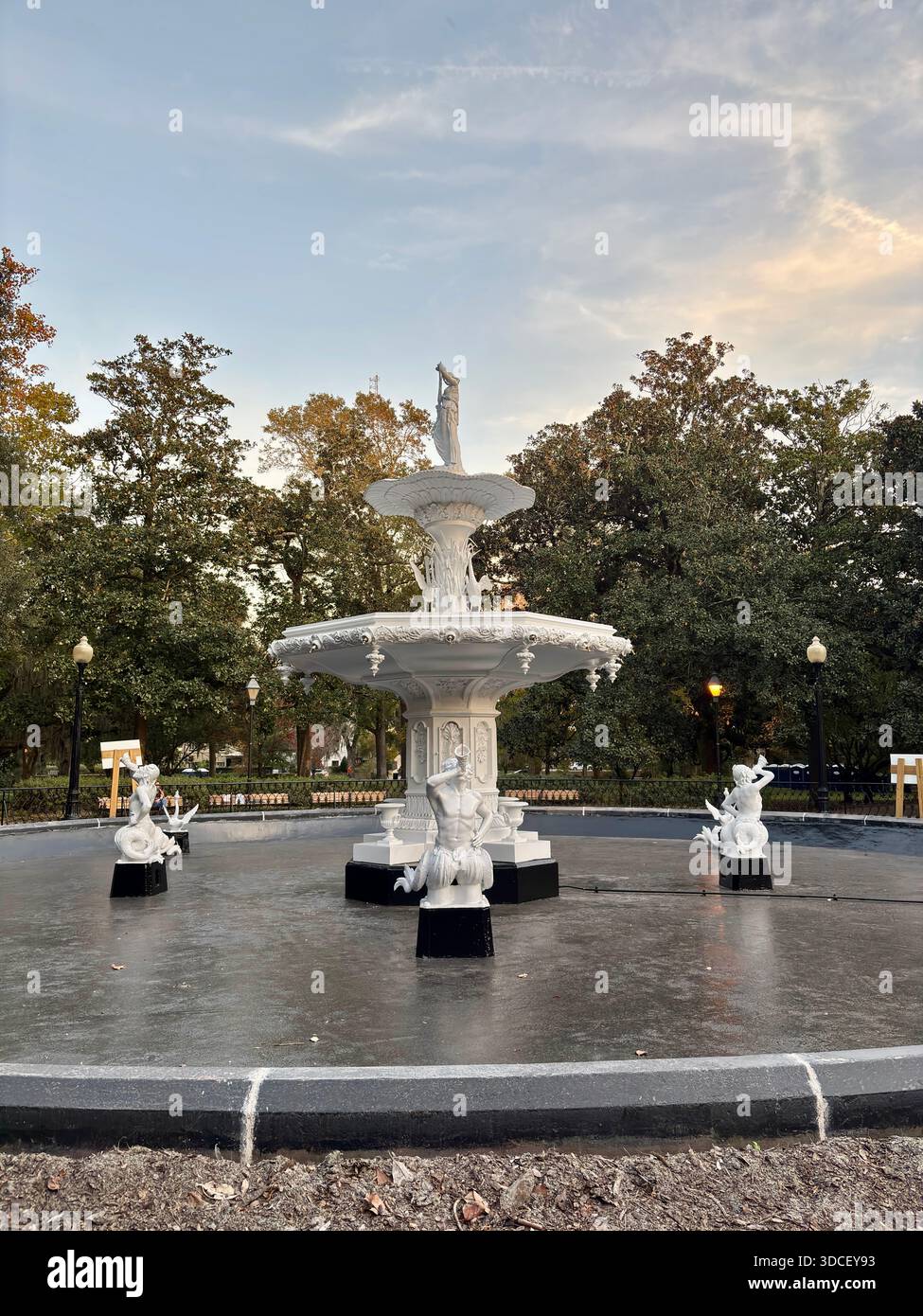 Historic Victorian fountain with statues in Savannah's Forsyth Park ...