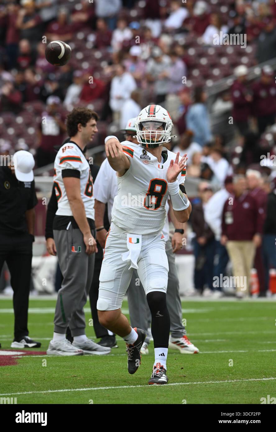 COLLEGE STATION, TX - DECEMBER 20: Miami Hurricanes QB Emory Williams ...
