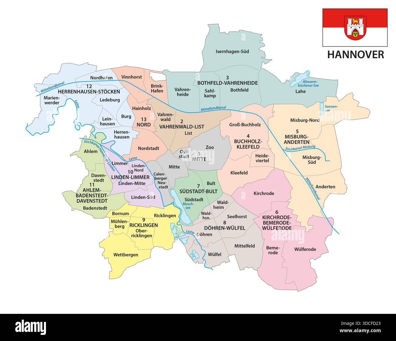 Hanover vector map Cut Out Stock Images & Pictures - Alamy