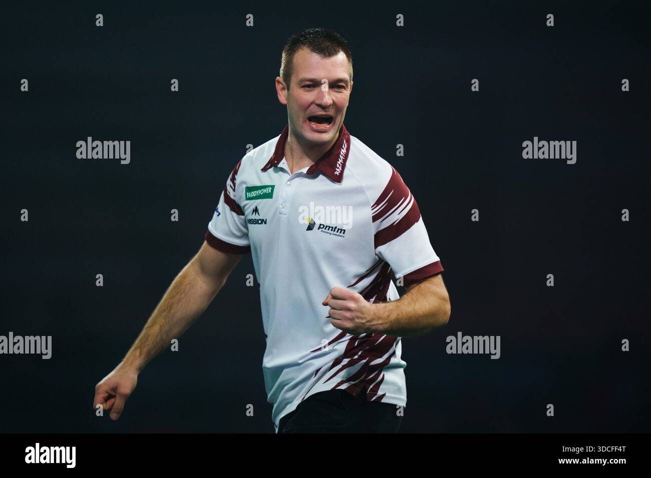 Madars Razma celebrating during the second round match between Darren ...