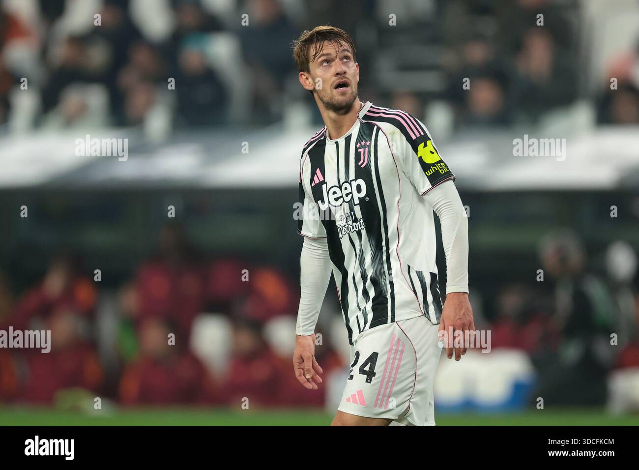 Turin, Italy, 20th December 2025. Daniele Rugani of Juventus reacts ...