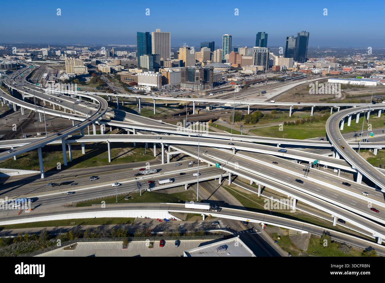 Aerial view shows Fort Worth s massive Mixmaster interchange rising at ...