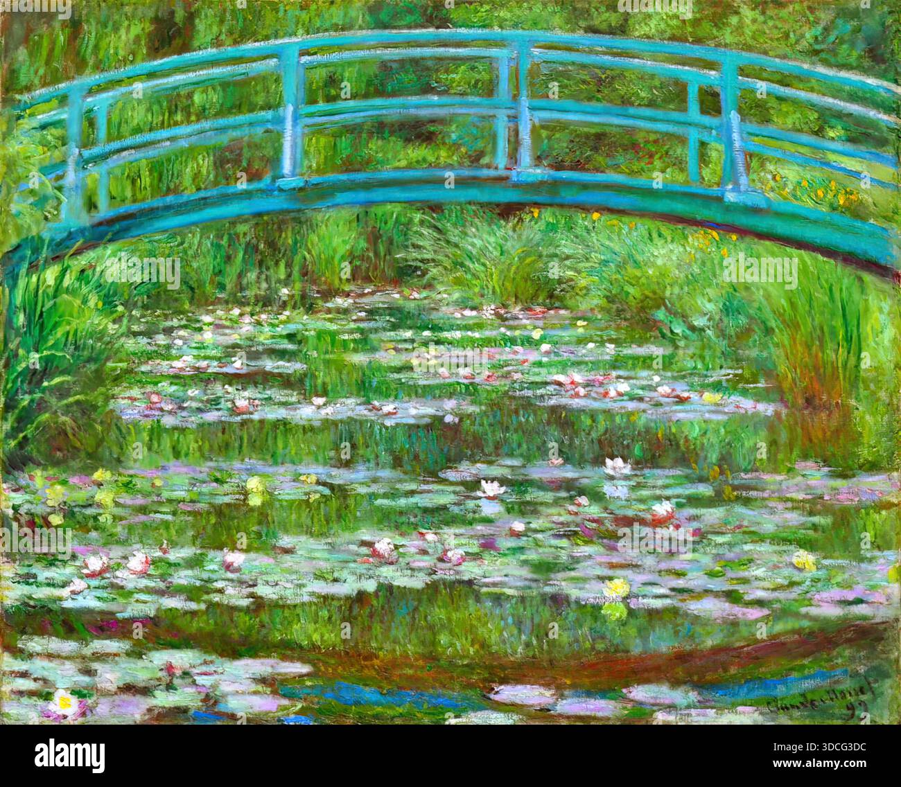 Wooden footbridge over a pond Stock Vector Images - Alamy