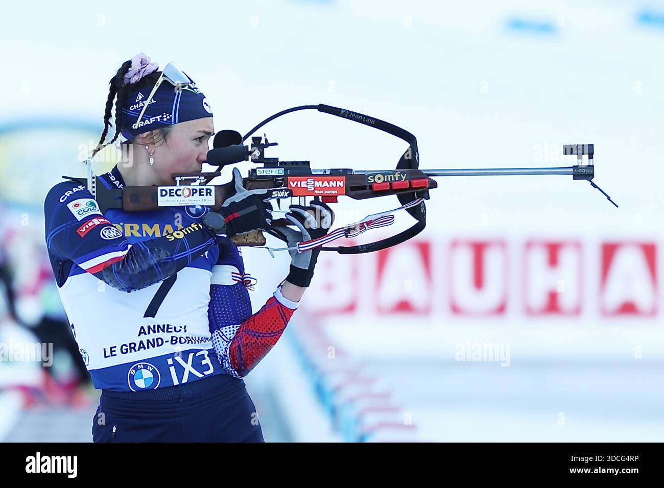 Camille Bened (France) warms up, Women 12,5 Km Mass Start during the ...