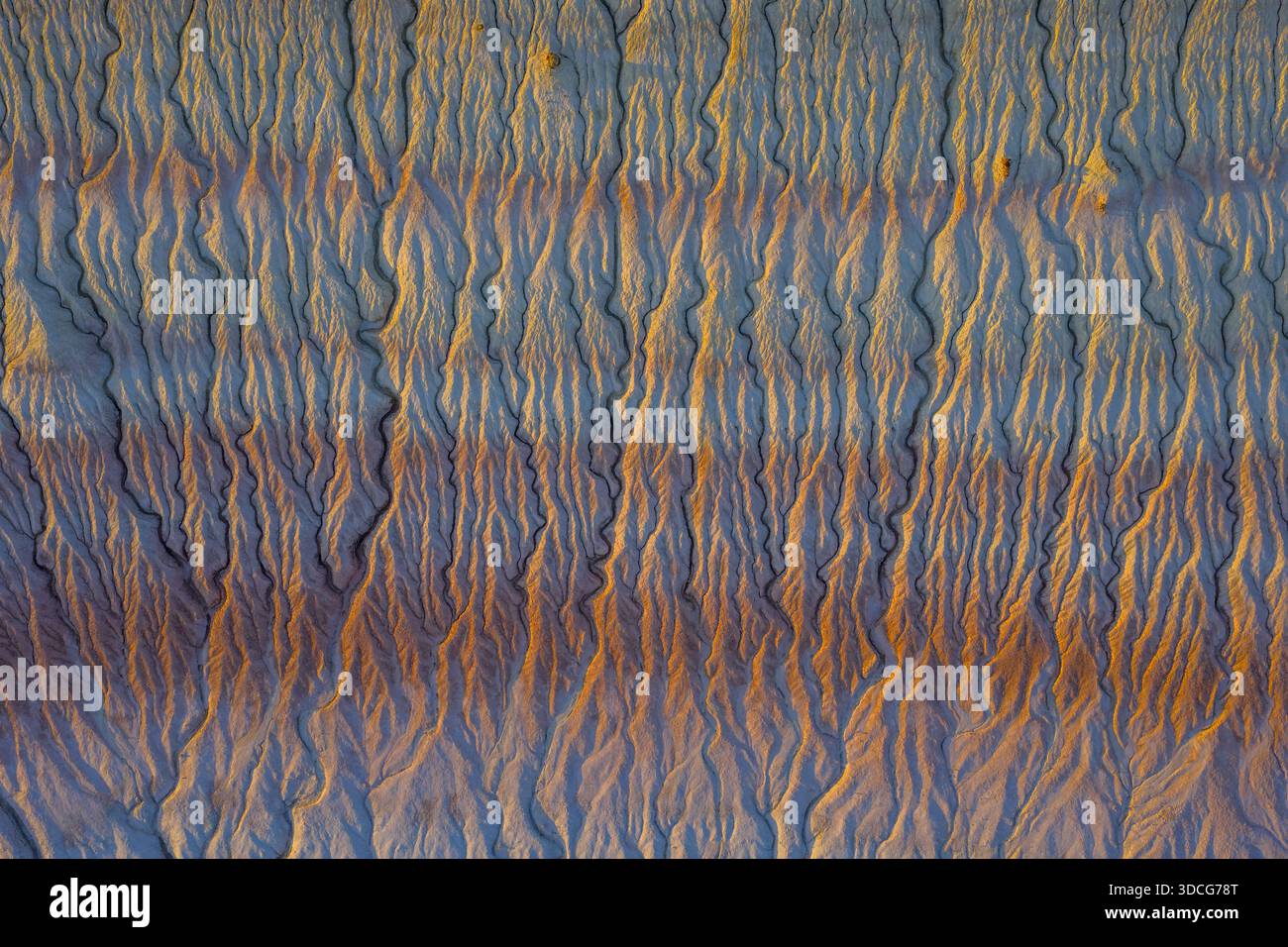 Aerial view of sun-kissed ridges casting golden shadows on the ...