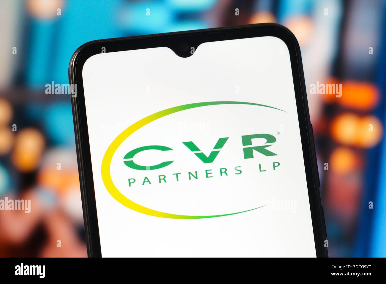 In this photo illustration, the CVR Partners logo is seen displayed on ...