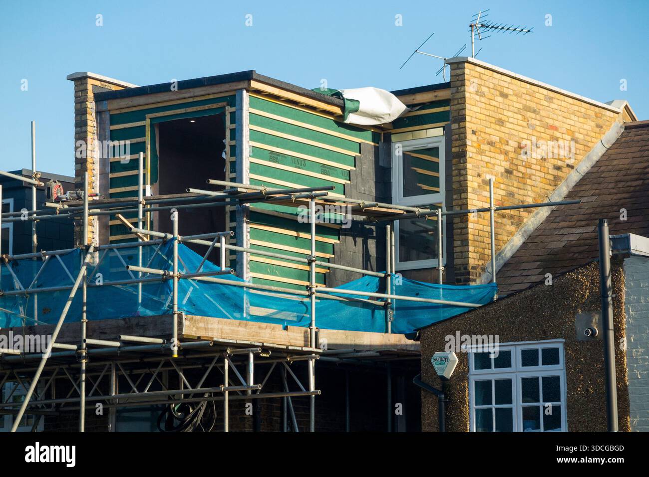 Scaffolding & dormer / dormers / dormas / dorm in process of being ...
